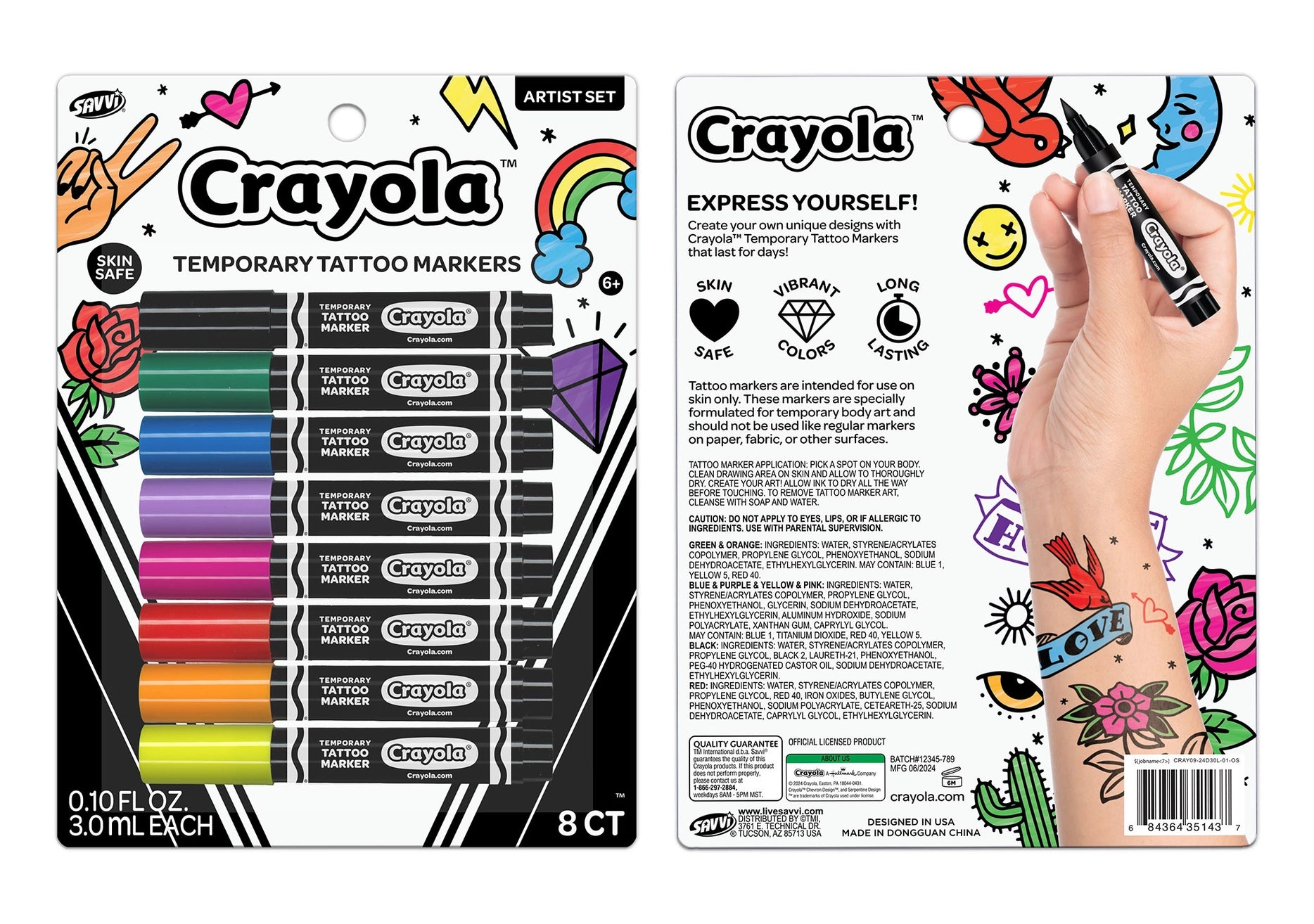 Crayola Tattoo Markers – EJ Kids The Toy Store